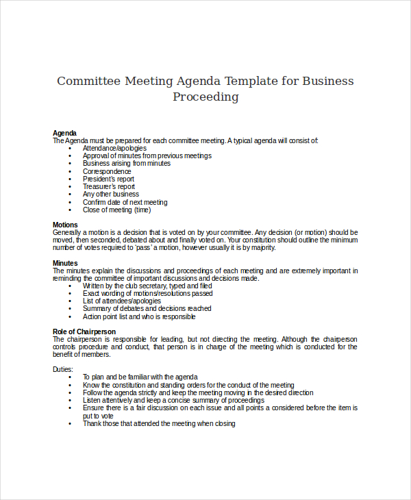 Committee Meeting Agenda Template - 12+ Free Word, PDF Documents Download