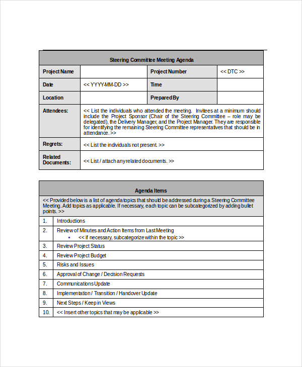 Committee Meeting Agenda Template - 12+ Free Word, PDF Documents Download