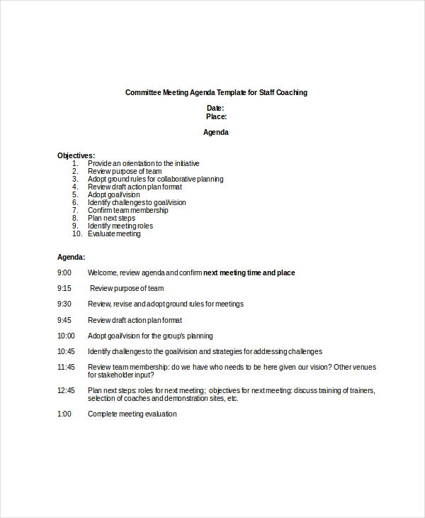 Committee Meeting Agenda Template - 12+ Free Word, PDF Documents Download