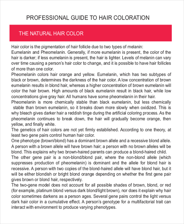 Hair Color Chart Template – 9+ Free Word, PDF Documents Download