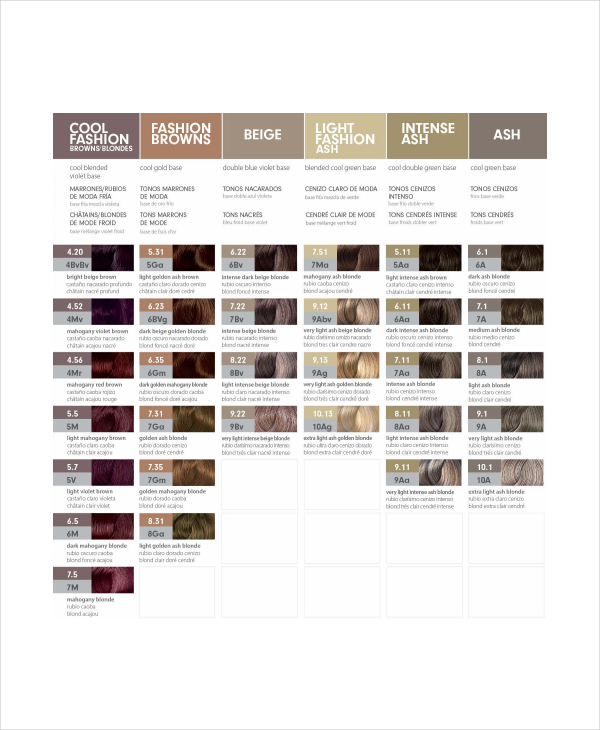 Hair Color Chart Template – 9+ Free Word, PDF Documents Download