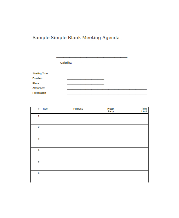 11 Blank Meeting Agenda Templates Free Sample Example Format Download