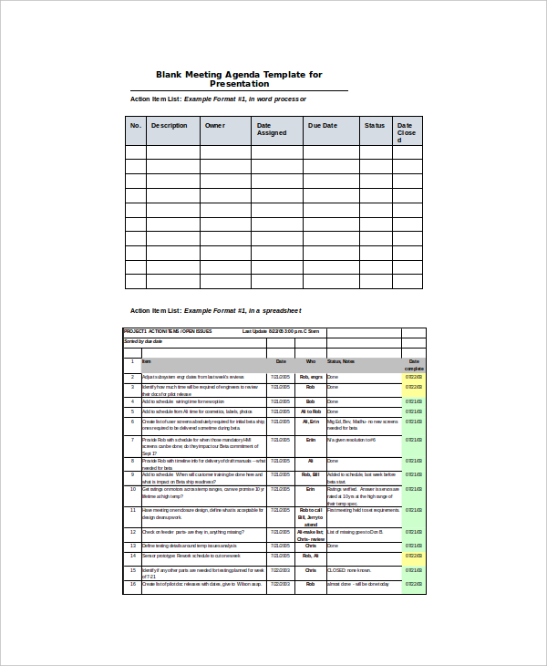 11+ Blank Meeting Agenda Templates – Free Sample, Example Format Download