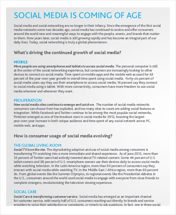 Free Social Media Report Template