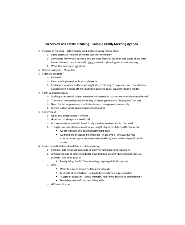 8+ Family Meeting Agenda Templates – Free Sample, Example Format Download