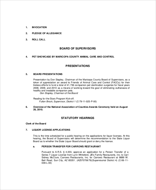 9+ Formal Meeting Agenda Templates - PDF, DOC