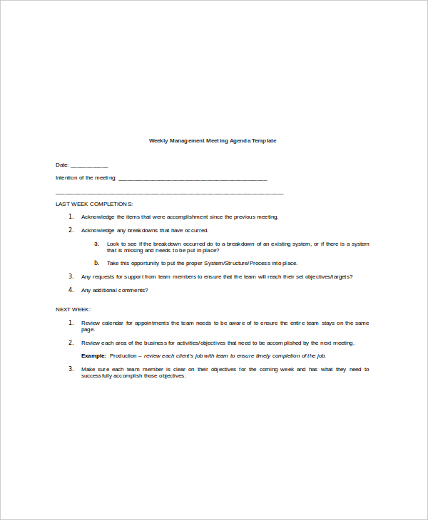 9+ Management Meeting Agenda Templates - Free Sample, Example Format ...