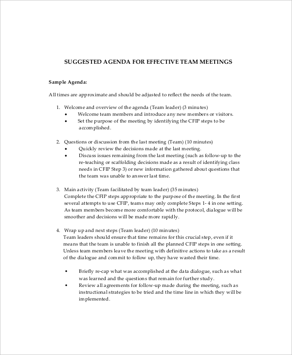 10 Team Meeting Agenda Templates Free Sample Example Format Download Free Premium Templates