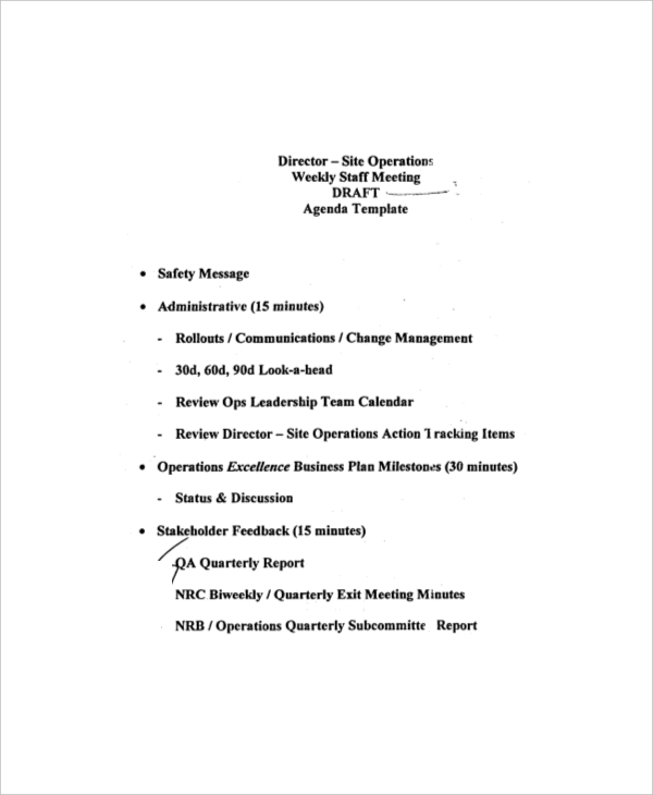 12 Weekly Meeting Agenda Templates Free Sample Example Format Download