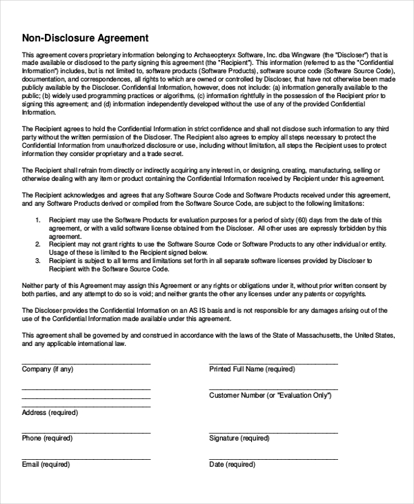 Simple Non Disclosure Agreement Form – 14+ Free Word, PDF Documents ...