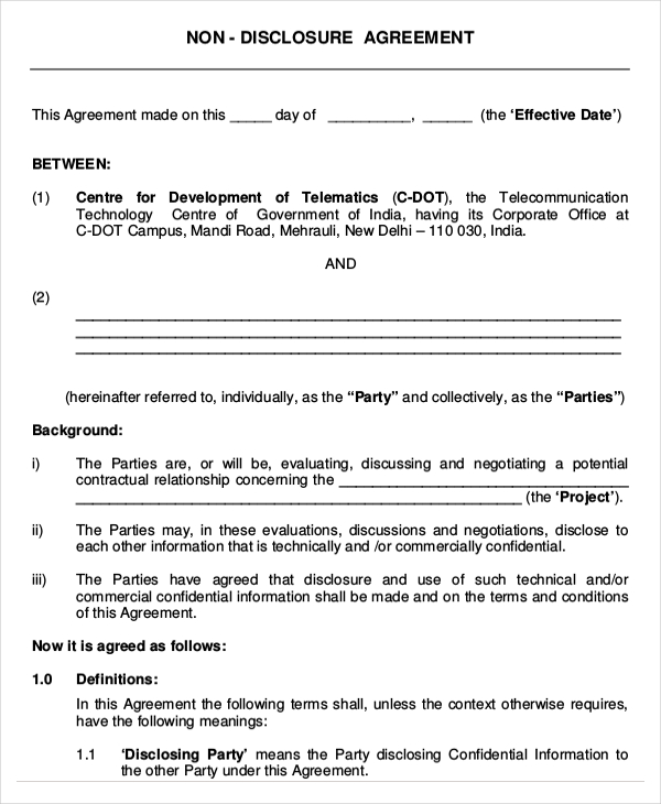Simple Non Disclosure Agreement Form – 14+ Free Word, PDF Documents ...