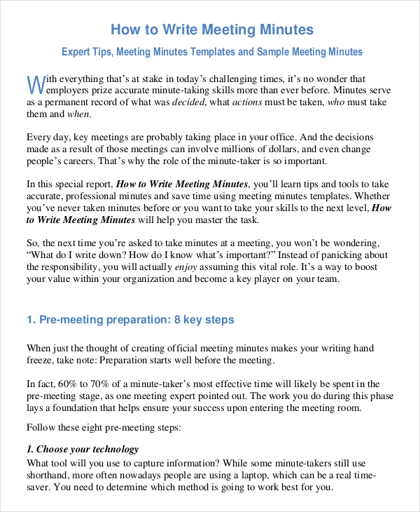 22+ Business Minutes Templates – Free Sample, Example Format Download