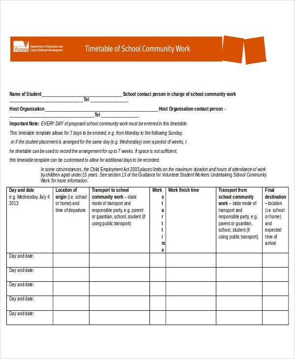 22+ Timetable Templates - Free Sample, Example, Format