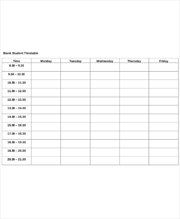 22 Timetable Templates Free Sample Example Format