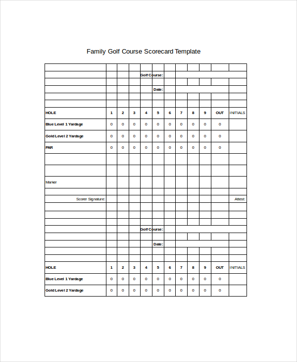 15 Golf Scorecard Templates PDF Word Excel
