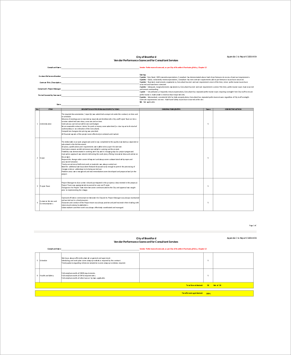 Vendor Scorecard Template – 8+ Free Excel, PDF Documents Download