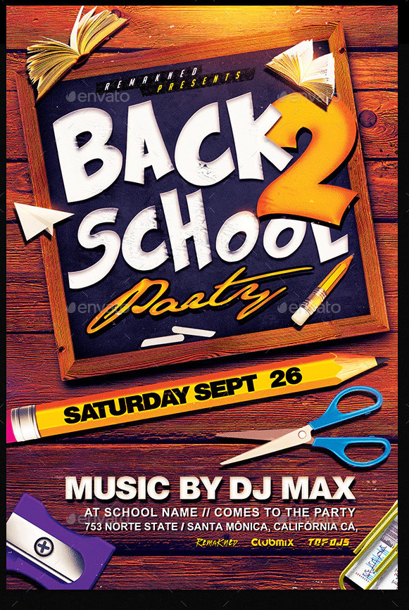 Back To School Party Flyer Template