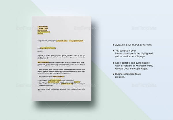 14+ Professional Reference Letter Template - Free Sample, Example ...