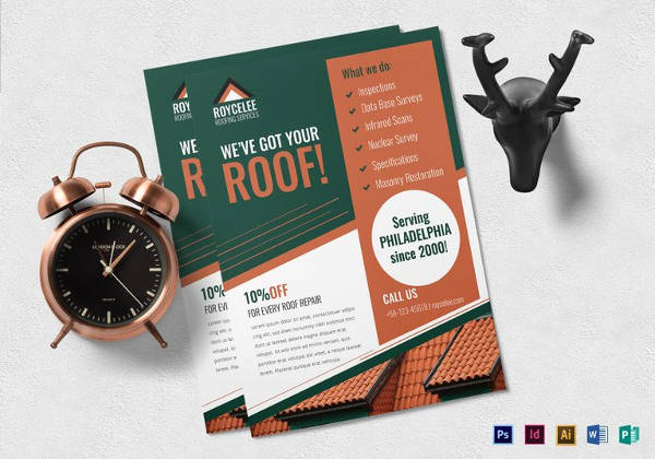 7 Roofing Flyers PSD EPS AI
