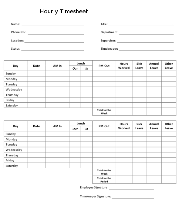 13+ Timesheet templates - Free sample, Example, Format