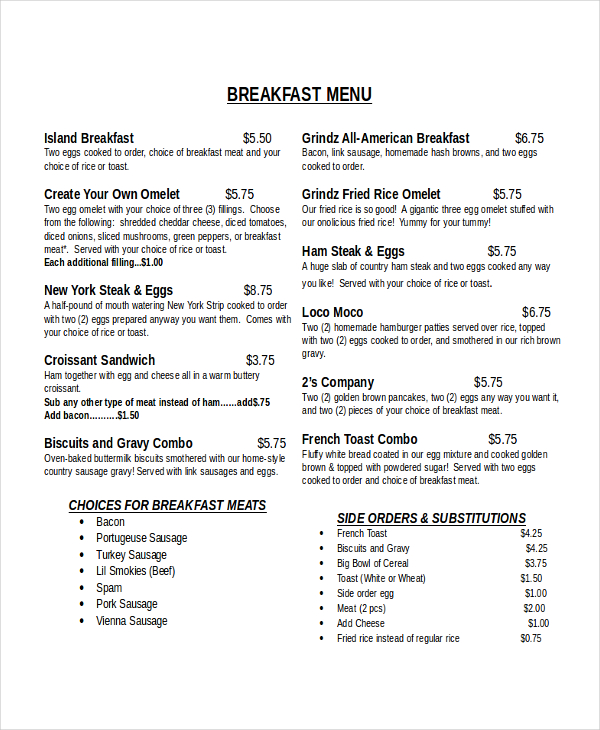 Menus 33 Free Templates In AI PSD Word Pages