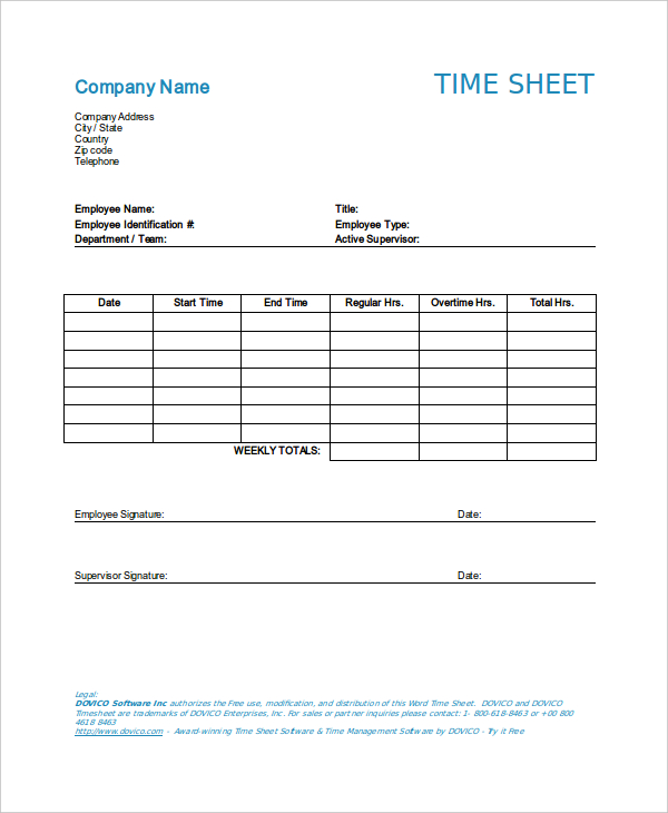 Time Log Templates Free Log Templates