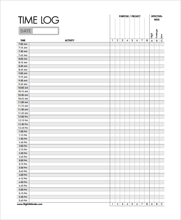 13+ Time Log Templates - PDF, Word, Excel