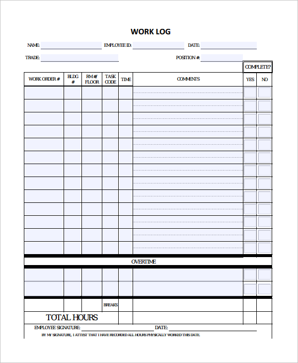 Daily Log Template - 09+ Free Word, Excel, PDF Documents Download!