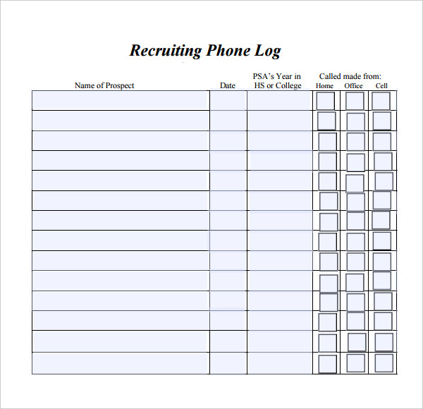 Phone Log Template - 10+ Word, PDF Documents Download