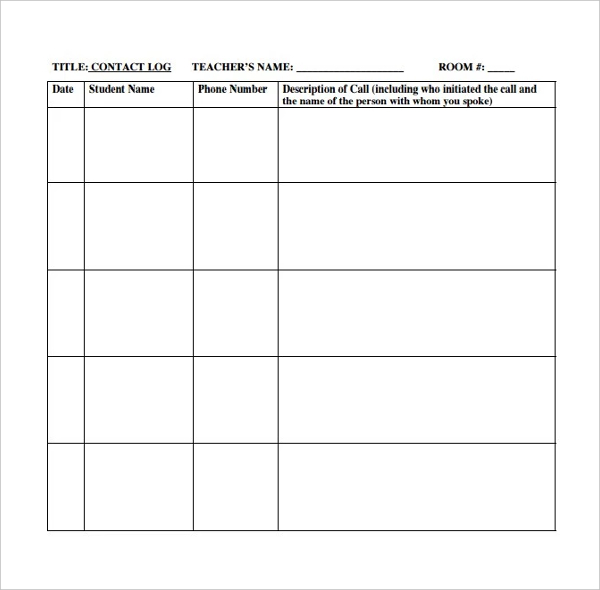 Phone Log Template - 10+ Word, PDF Documents Download