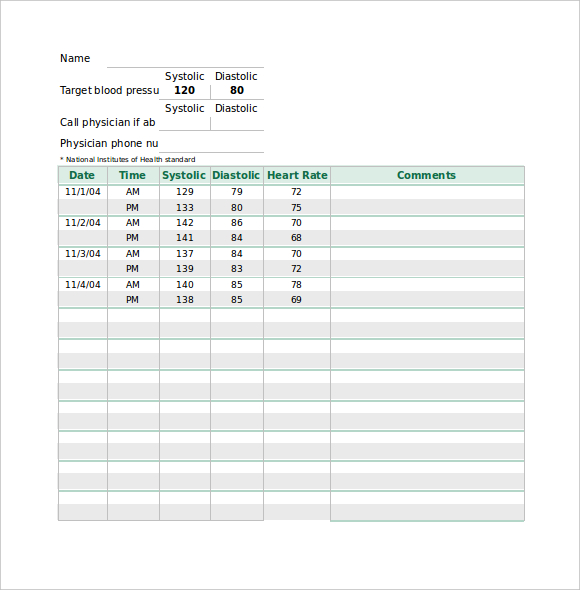 Blood Pressure Log Template - 11+ Free Word, Excel, PDF Documents Download!