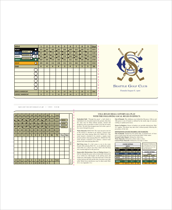10+ Golf Scorecard Templates – Free Sample, Example Format Download
