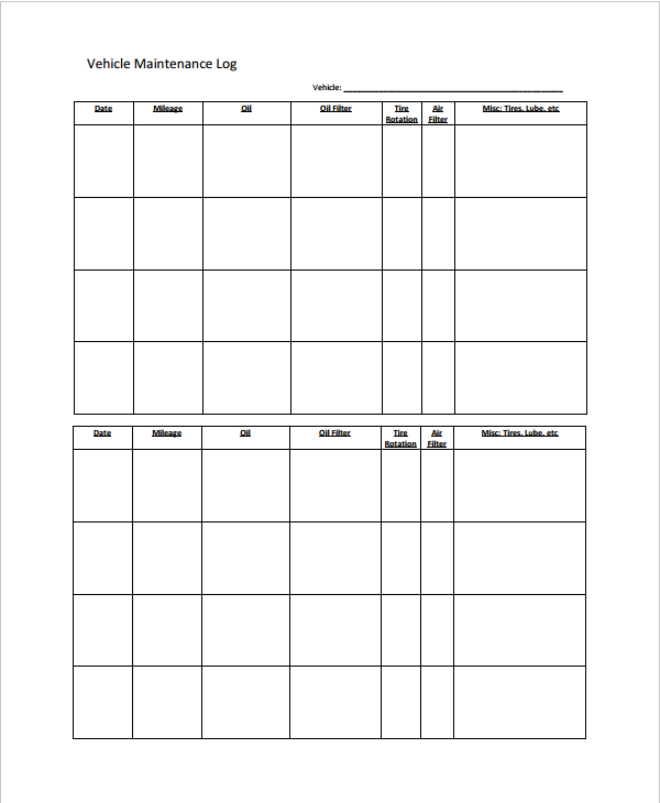 Maintenance Log Template - 17+ Word, Excel, PDF Documents!
