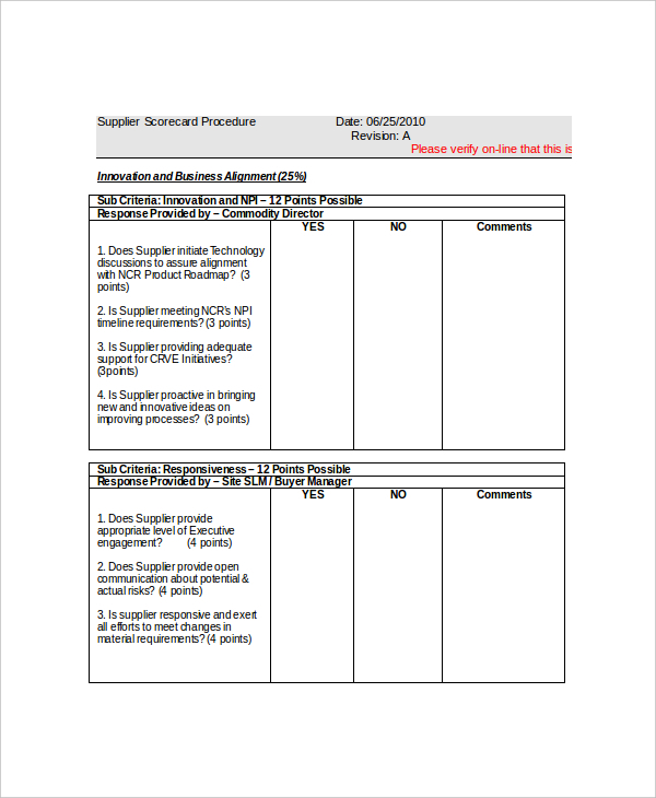 12+ Supplier Scorecard Templates - Sample, Example Format Download
