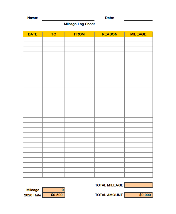 Best Templates 30 Printable Mileage Log Templates Free Template Lab