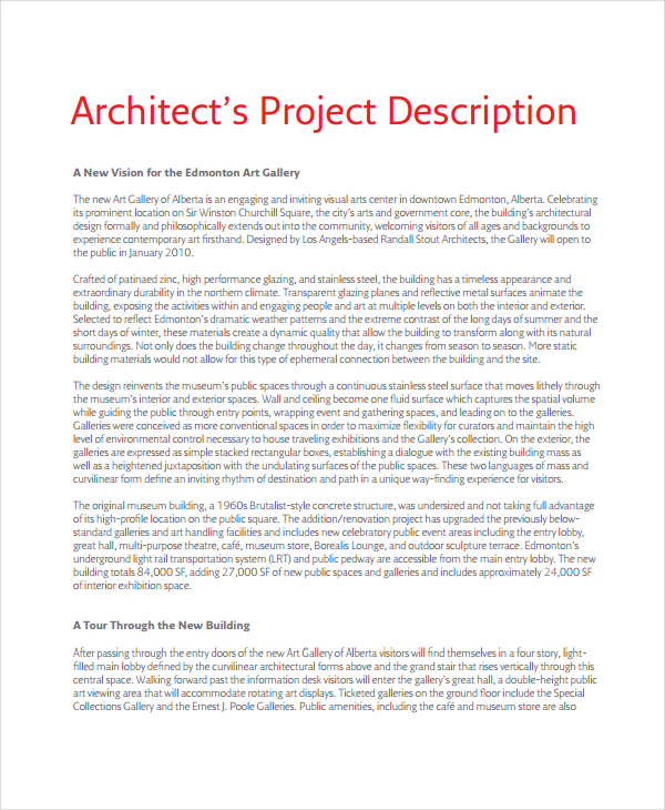 8+ Project Description Templates Google Docs | MS Word | PDF | Apple Pages