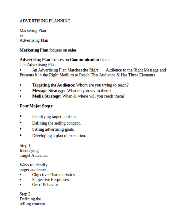 Advertising Plan Template - 9+ Free Word, Excel, PDF Document Downloads