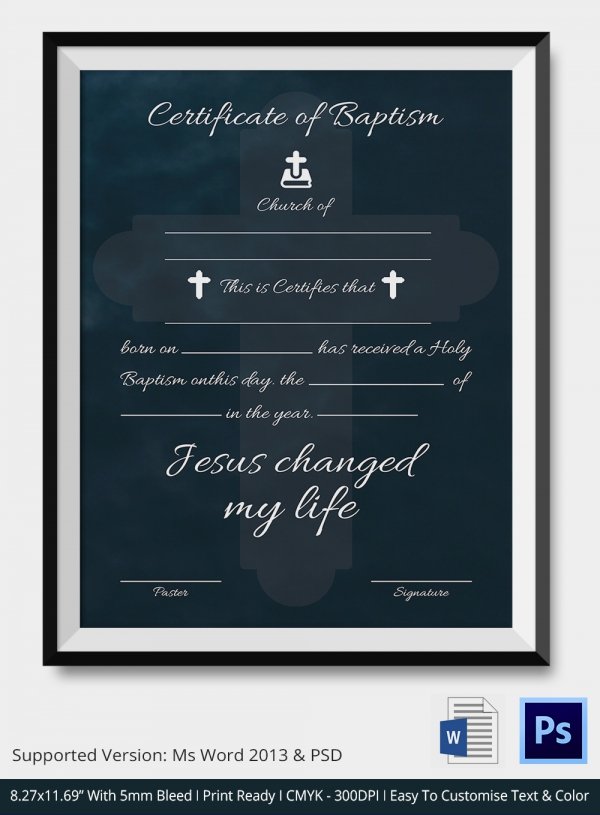 32+ Sample Baptism Certificate Templates - Free Sample, Example, Format