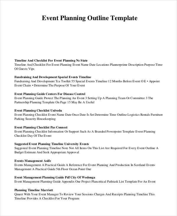 Event Outline Template - 7+ Free Word, PDF Document Downloads