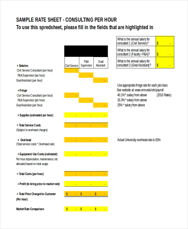 28+ Rate Sheet Templates - Word, Excel, PDF Document Download