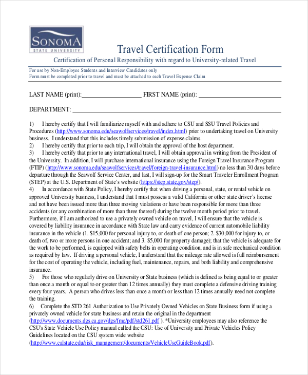 Travel Certificate Template -10+ Free PDF, Word Documents Download