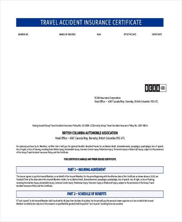 Travel Certificate Template -10+ Free PDF, Word Documents Download