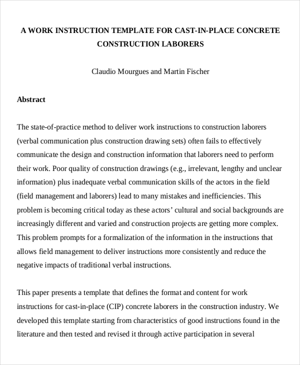 30+ Work Instruction Templates - Free Sample, Example Format