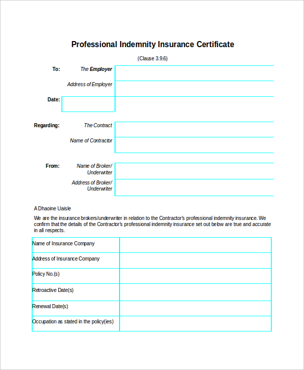 Insurance Certificate Template 10 Free Word PDF Documents Download
