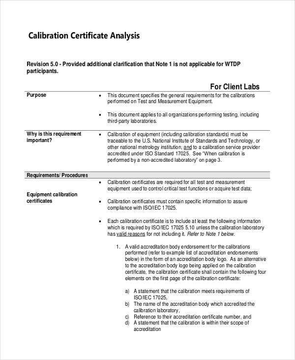 7+ Certificate of Analysis Template - Word , Google docs , Apple pages