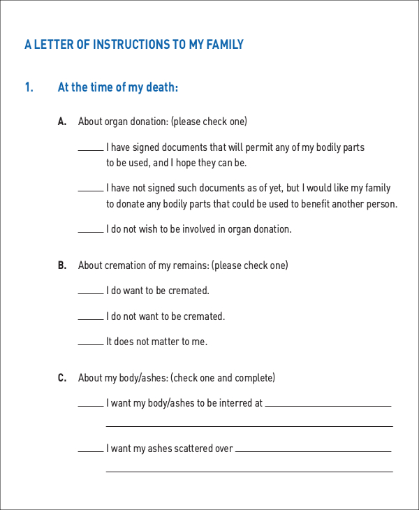 16+ Sample Letter of Instruction Templates - PDF, DOC