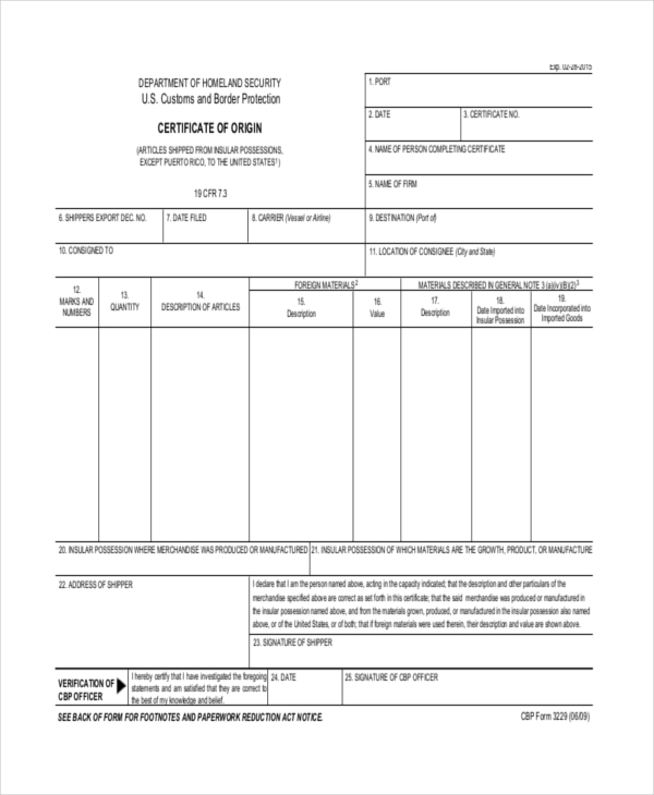 Certificate of Origin Template - 8+ Free Word, PDF Documents Download