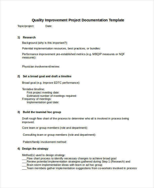 Quality Improvement Project Report Template