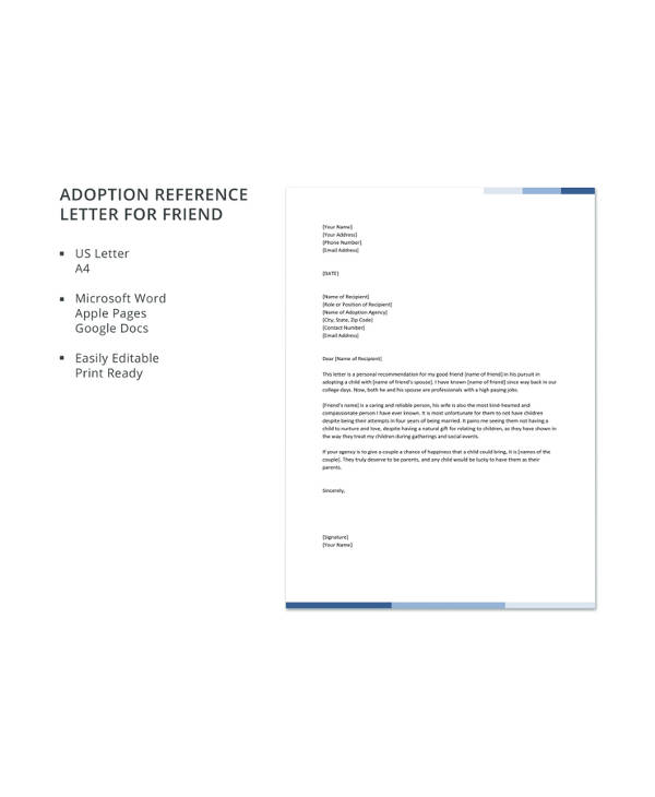 16 Adoption Reference Letter Templates Free Sample Example Format