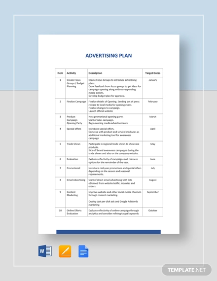 Advertising Plan Template - 9+ Free Word, Excel, PDF Document Downloads